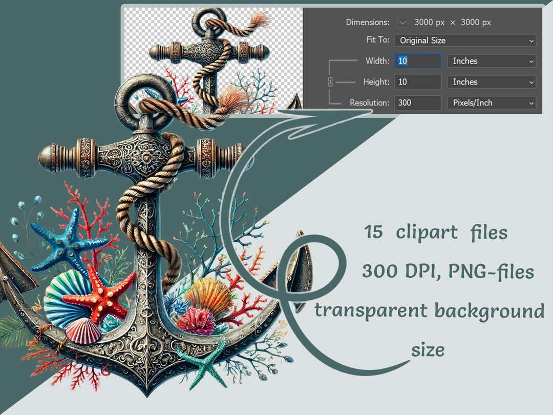 Nautical Clipart Bundle | 15 PNG Digital Download | Watercolor Anchors ...