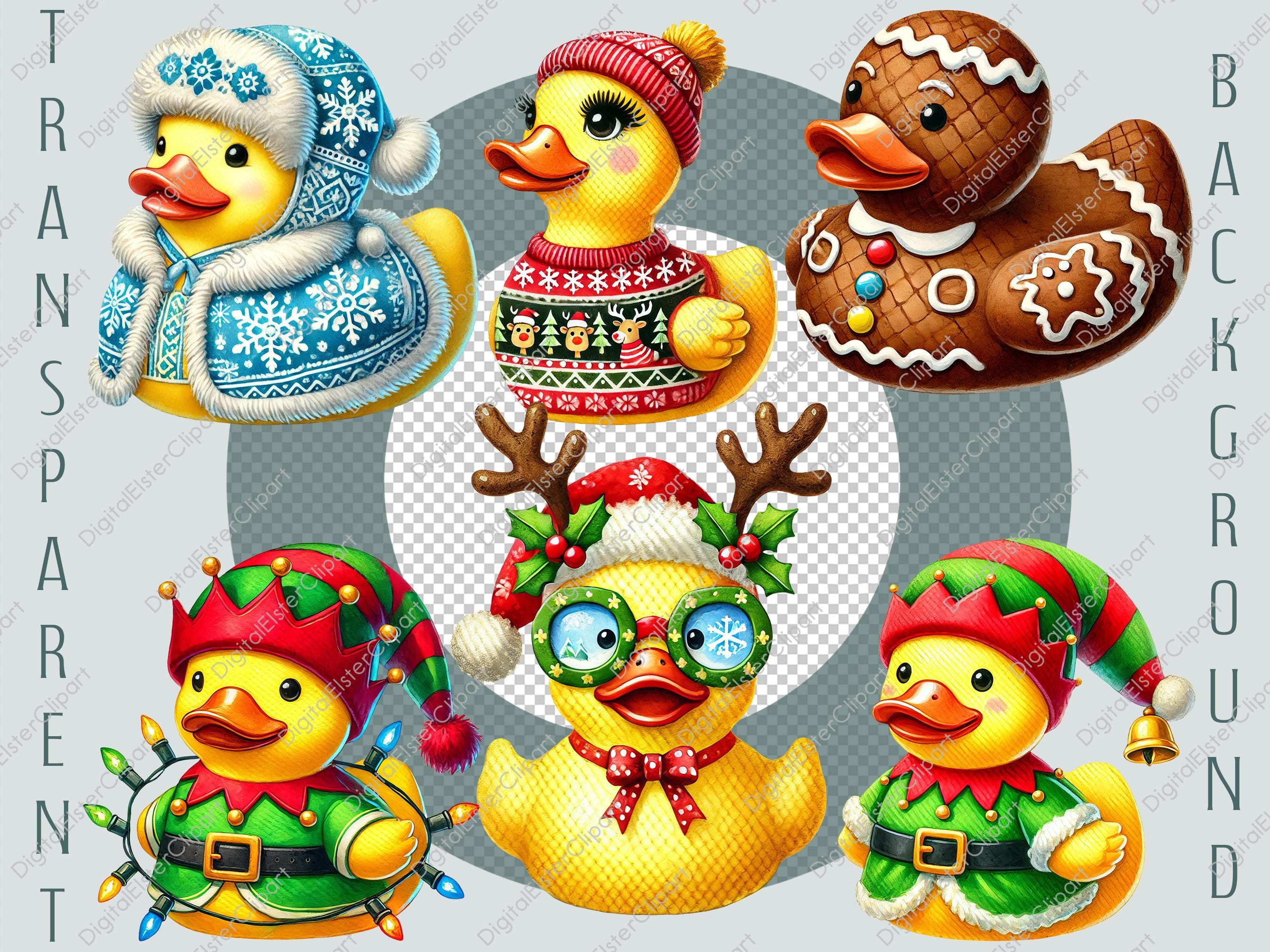 Christmas Rubber Duck Clipart, Watercolor Holiday Design, 35 PNG Files ...