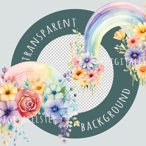 Rainbow Flower Clipart for Commercial Use - 15 Colorful Watercolor PNG ...