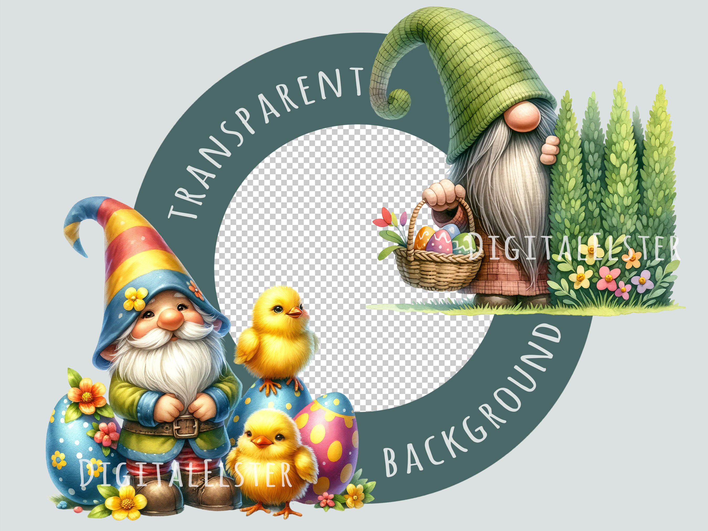 Easter Gnome Clipart Bundle, Watercolor Easter Clipart, Commercial Use ...