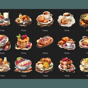 Watercolor Breakfast Clipart, 15 High Quality PNG, Watercolor Food ...