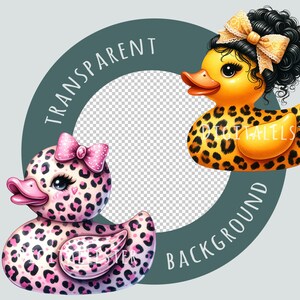 Yellow Rubber Duck Clipart Set, 20 Watercolor PNG, Duckies Leopard ...