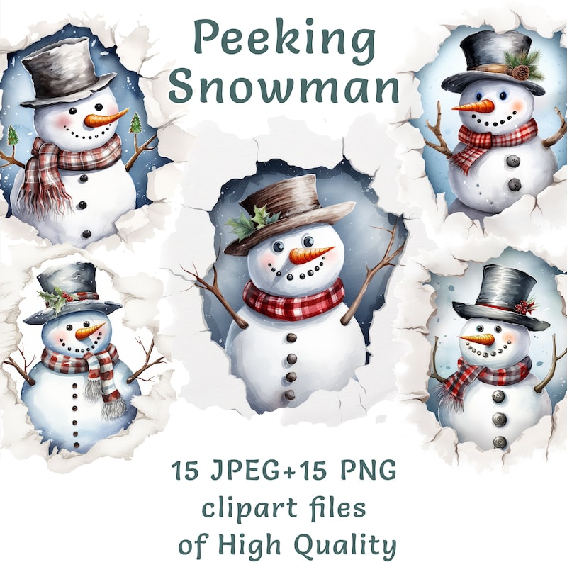 Peeking Snowmen - Etsy