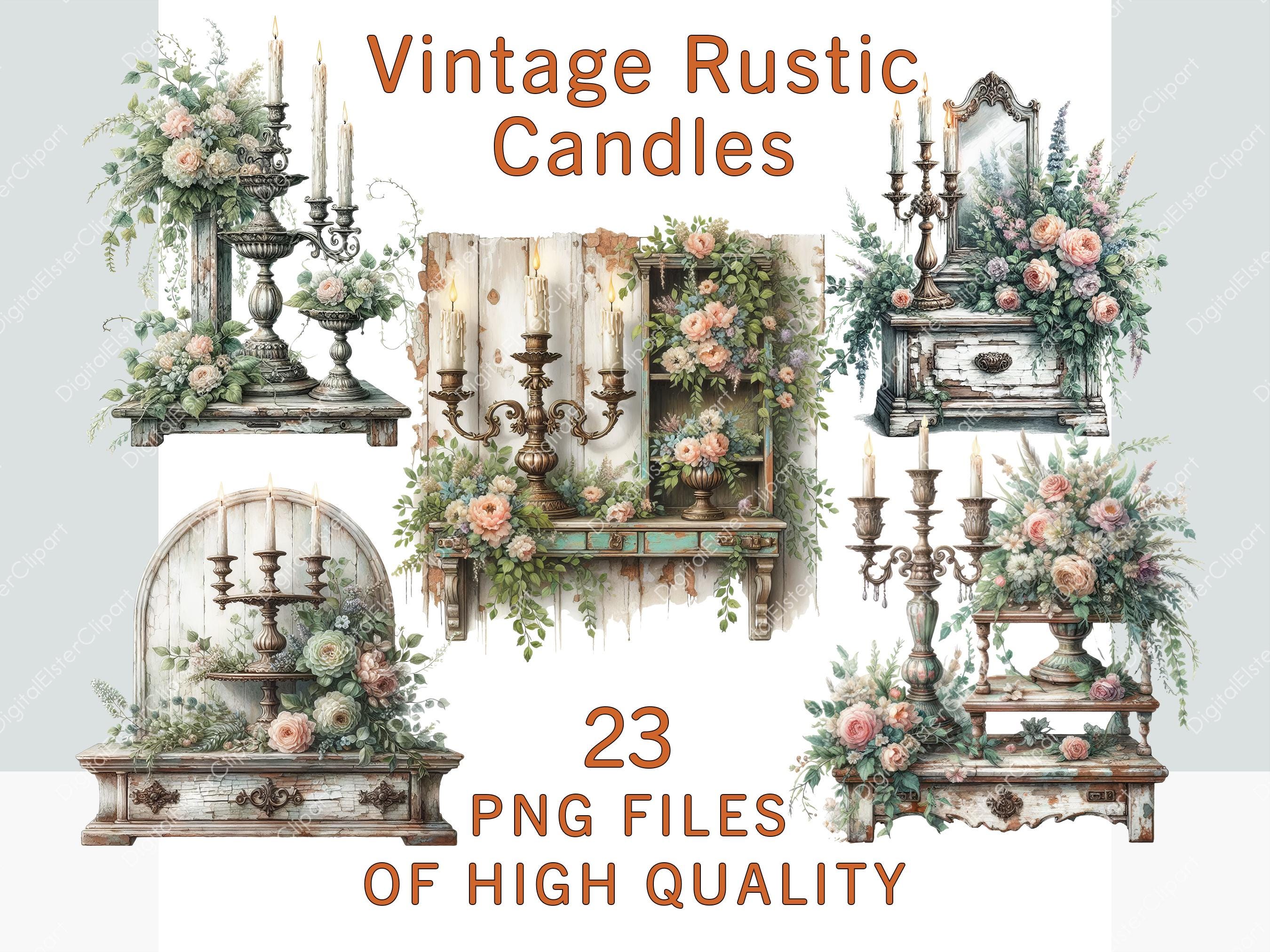 Candle Clipart Bundle, Watercolor Candelabra Clipart, Commercial Use ...