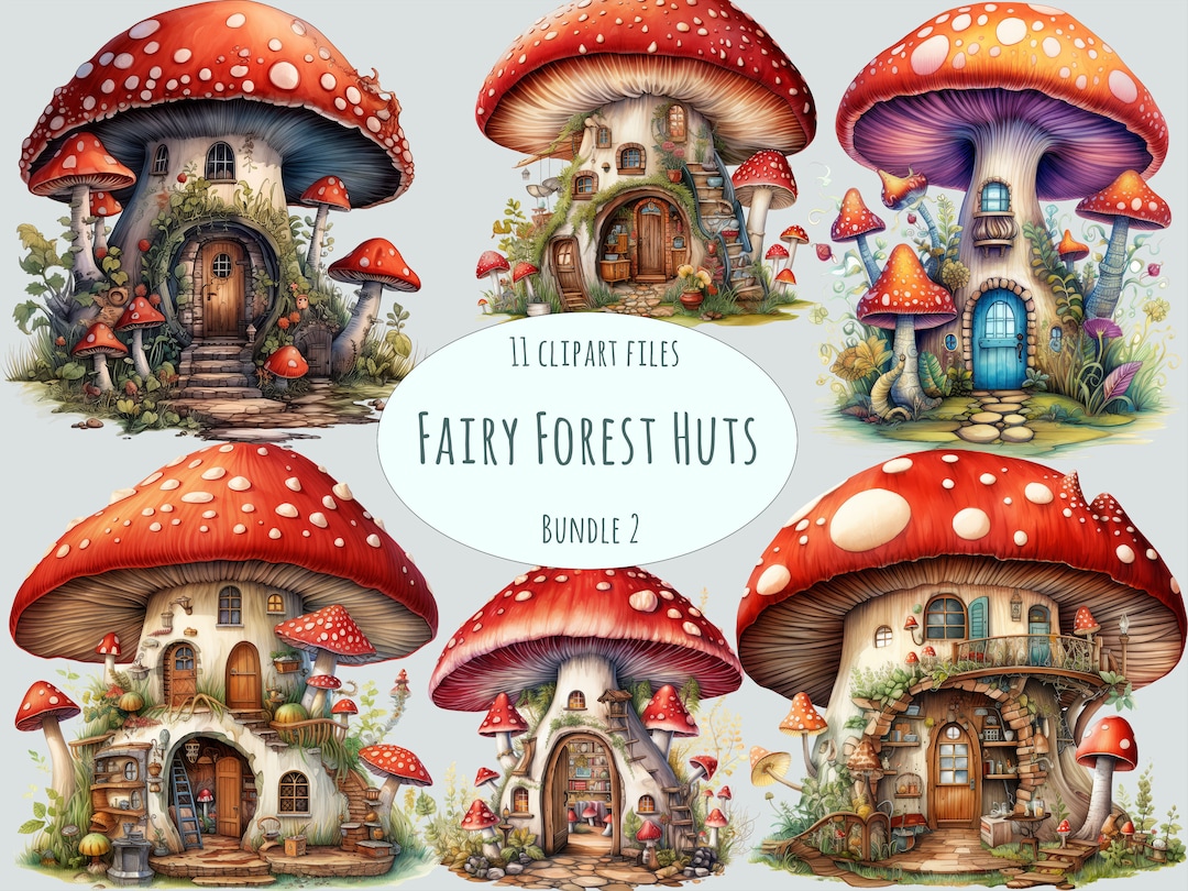Fairy Cottage Clipart, 11 High Quality PNG, Pixie House Stickers ...