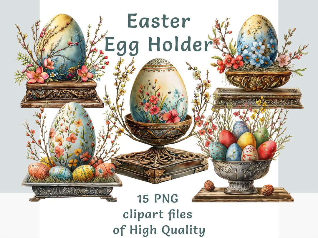 Easter Egg Clipart Collection, Watercolor Stand Display, 15 PNG Files ...