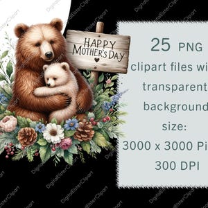 Mothers Day Clipart | Animals Clipart | 25 PNG Files | Nursery Decor ...