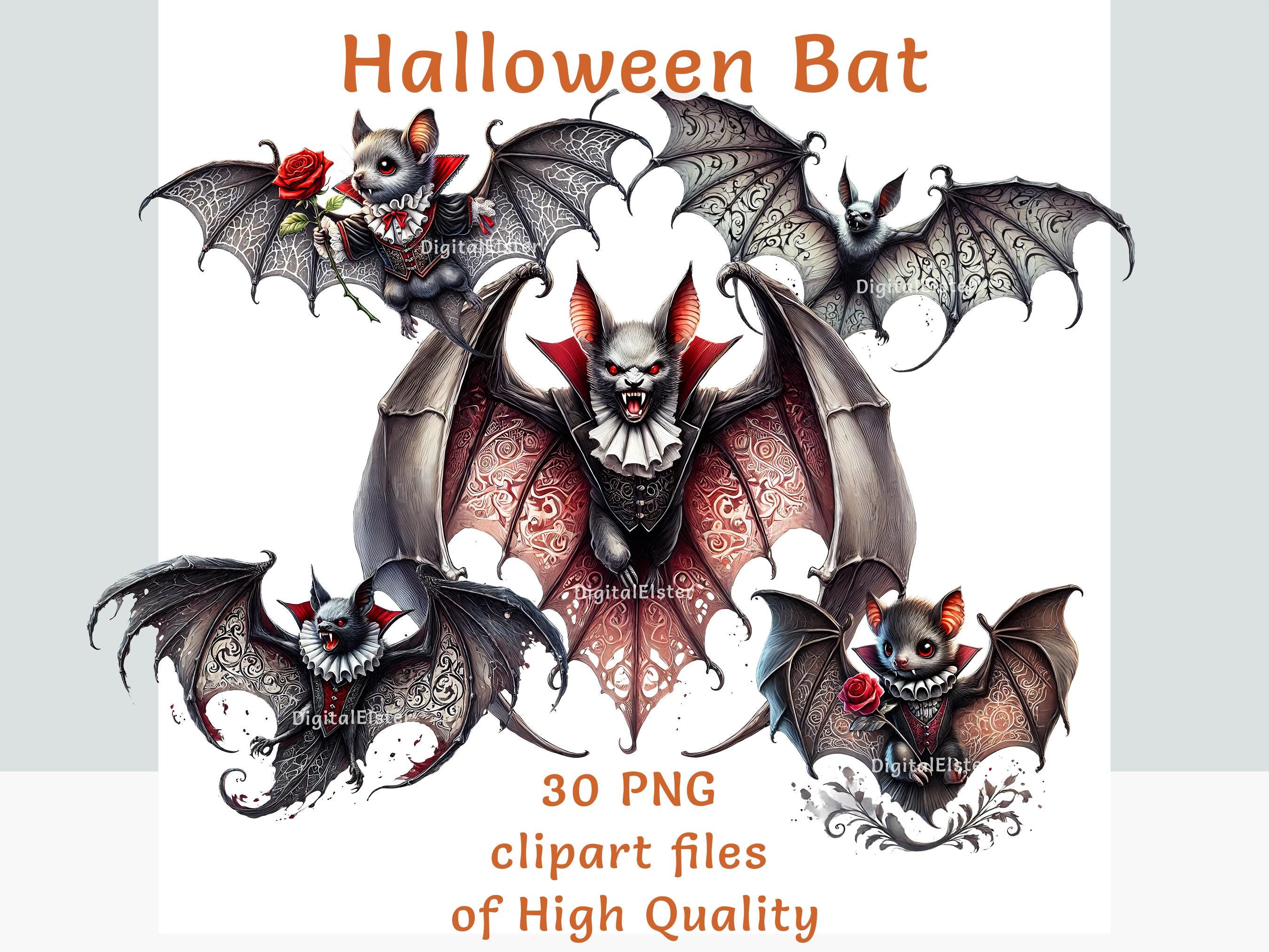 Halloween Bat Clipart Bundle, Watercolor Halloween Clipart, Commercial ...