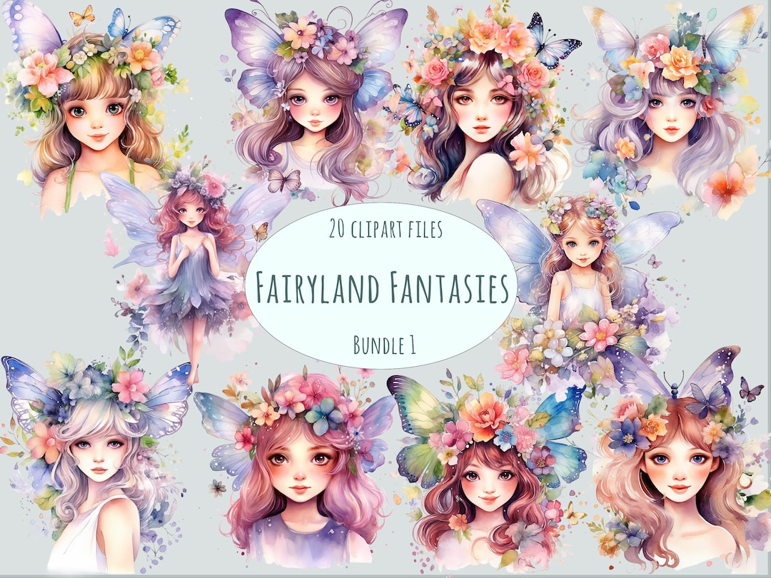 Fairy and Pixie Clipart Collection, 20 Watercolor Enchanted Forest ...