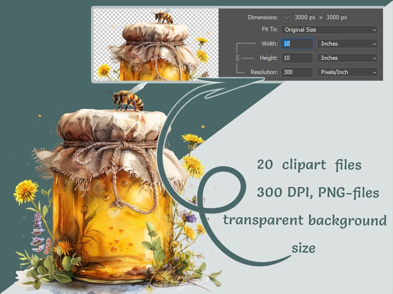 Honey Jar Clipart Collection, Watercolor Honey Clipart, Sublimation ...