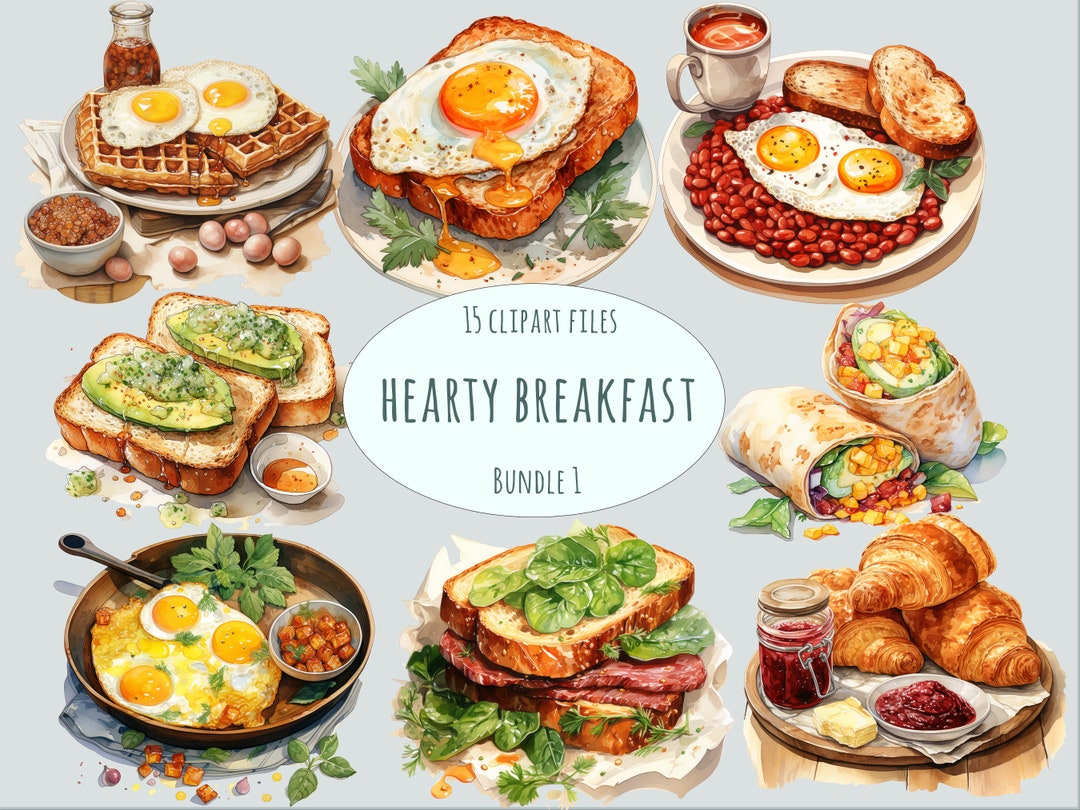 Watercolor Breakfast Clipart 15 High Quality Pngs Watercolor Croissant ...