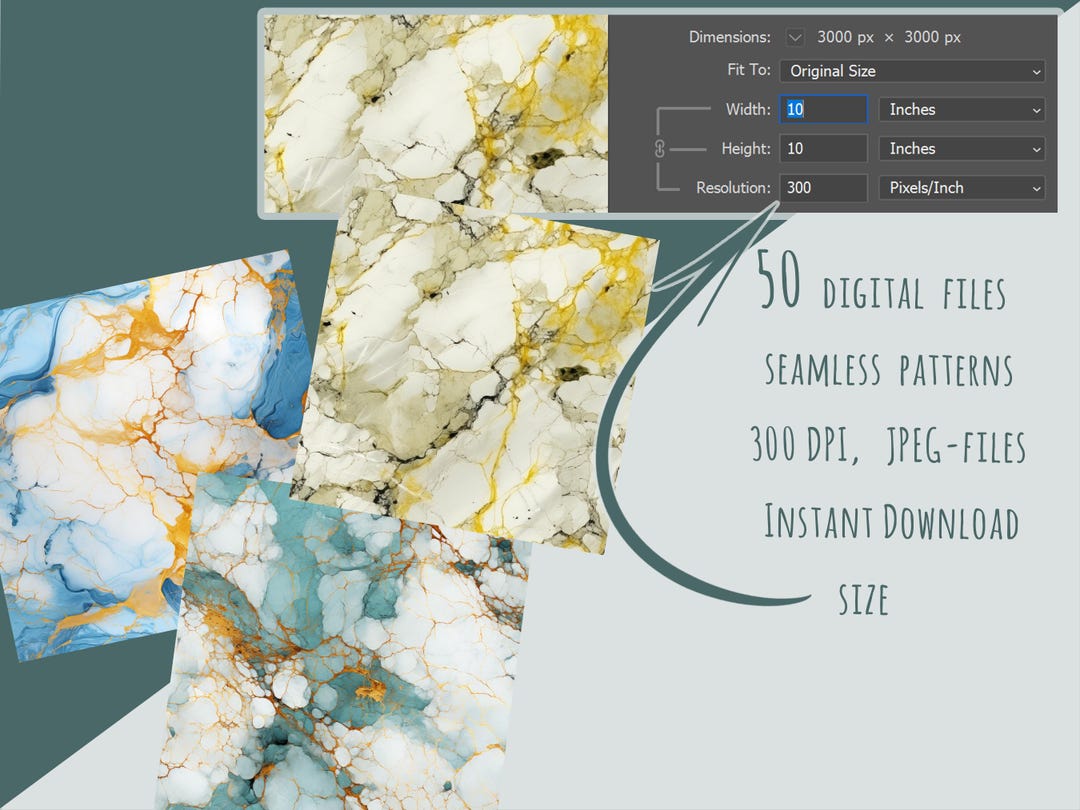 Seamless Marble Pattern Clipart, 50 JPEG Watercolor Designs for Textile ...