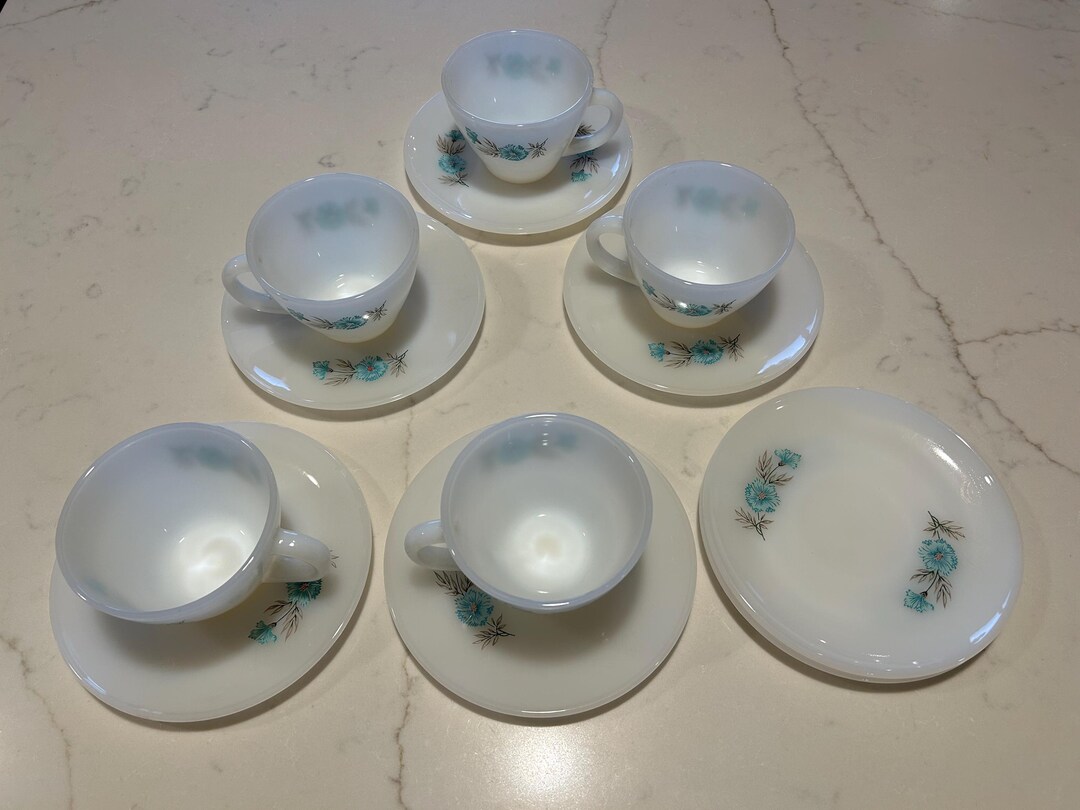 Mid Century Modern Milk Glass Tea Cup and Saucer Set - Etsy