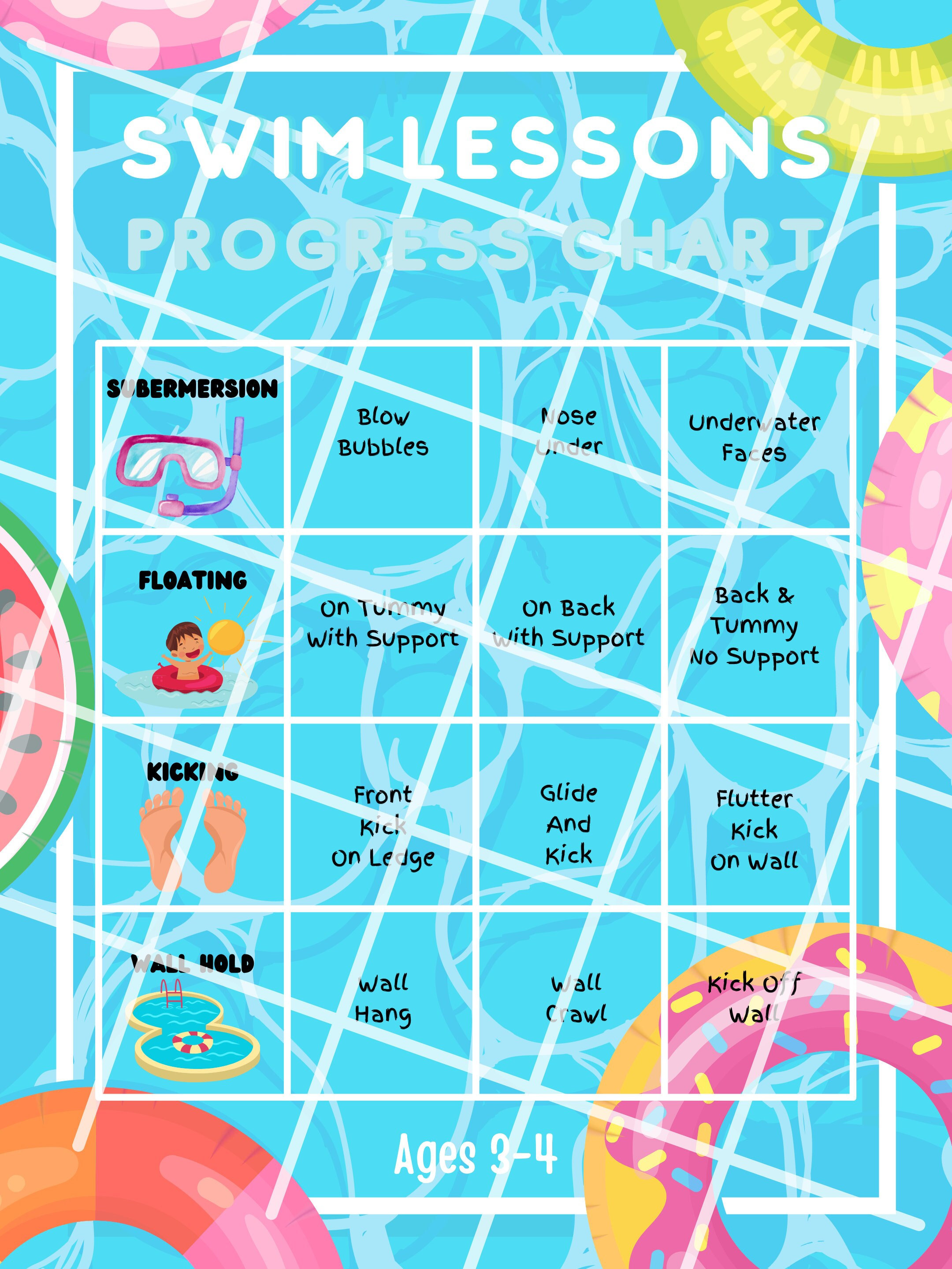 Swim Lesson Progress Sticker Chart - Etsy