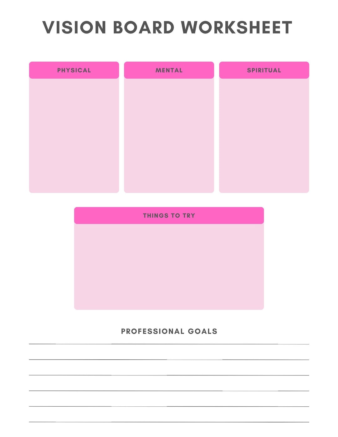 Vision Board Worksheet - Etsy