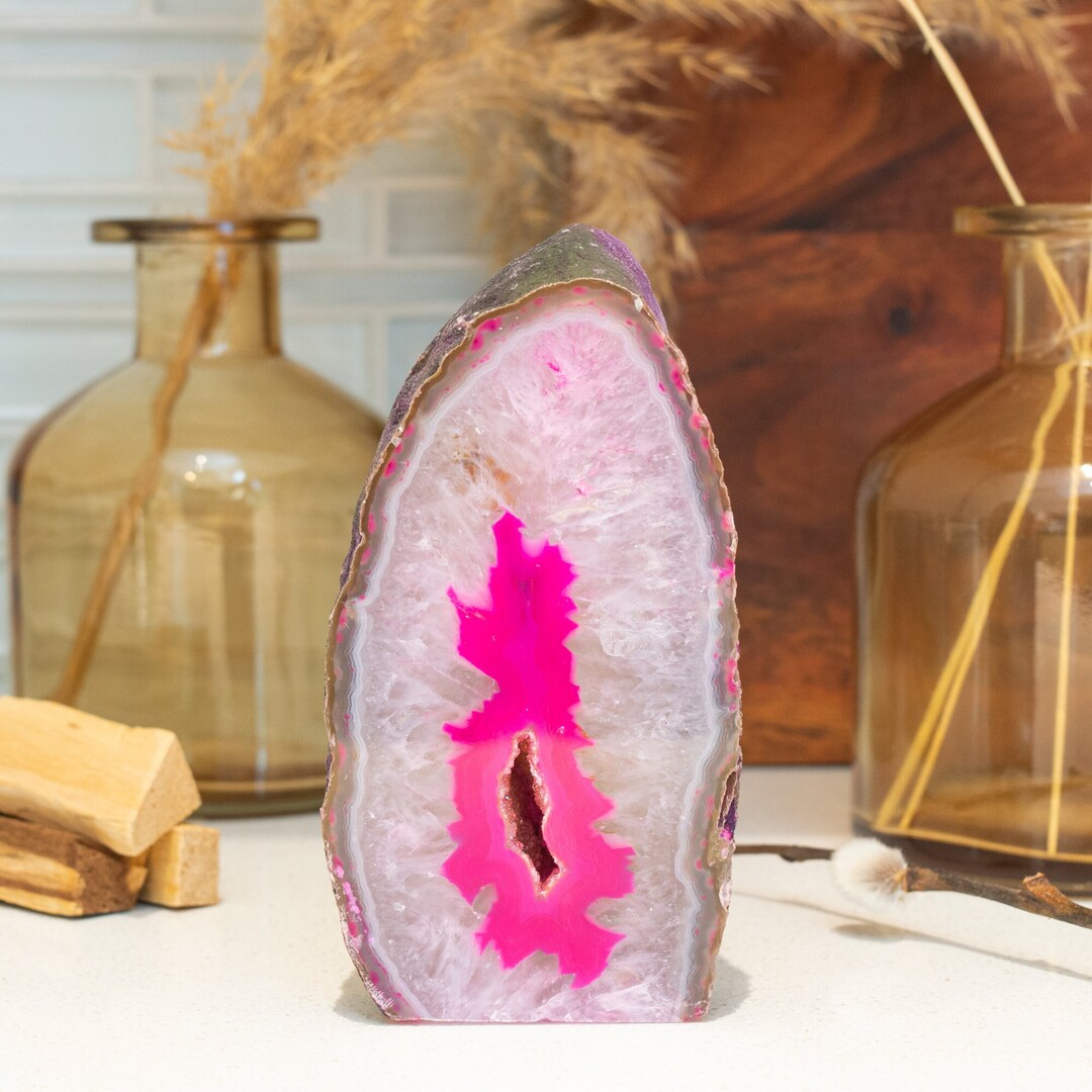 Agate Stand Crystal, Agate Crystal, Pink Geode, Pink Agate, Crystal ...