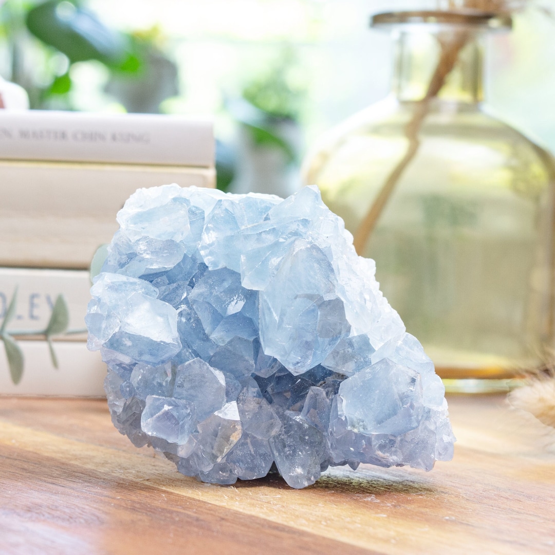 Celestite Crystal Cluster, Celestite Geode, Raw Celestite, Blue ...