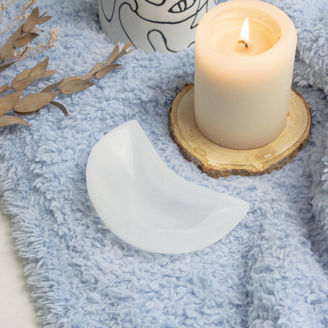 Selenite Crystal Bowl, Crescent Moon, Crystal Moon, Crystal Shop ...