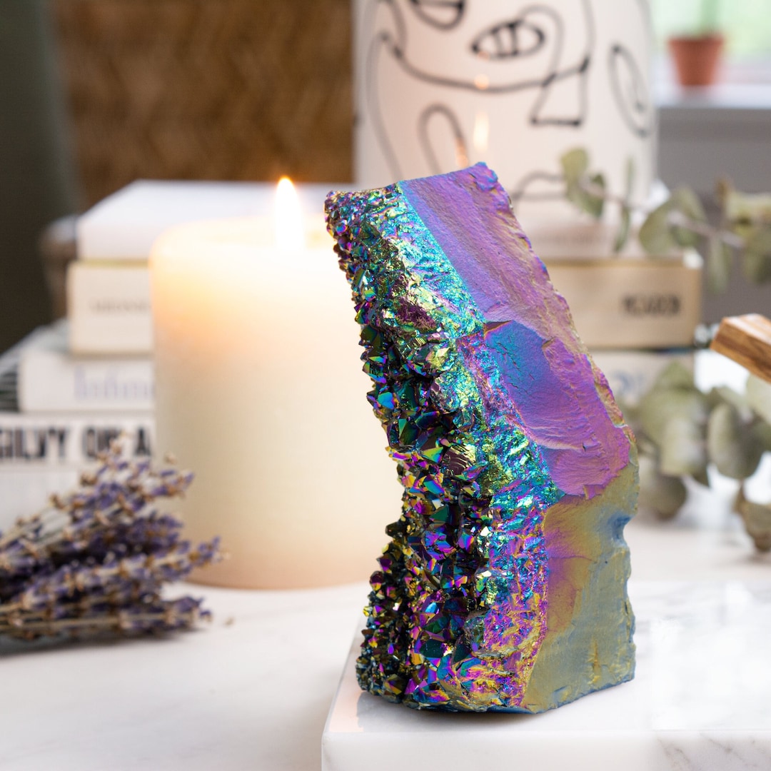 Rainbow Crystal Cluster, Rainbow Titanium Crystal, Crystal Tower, Raw ...