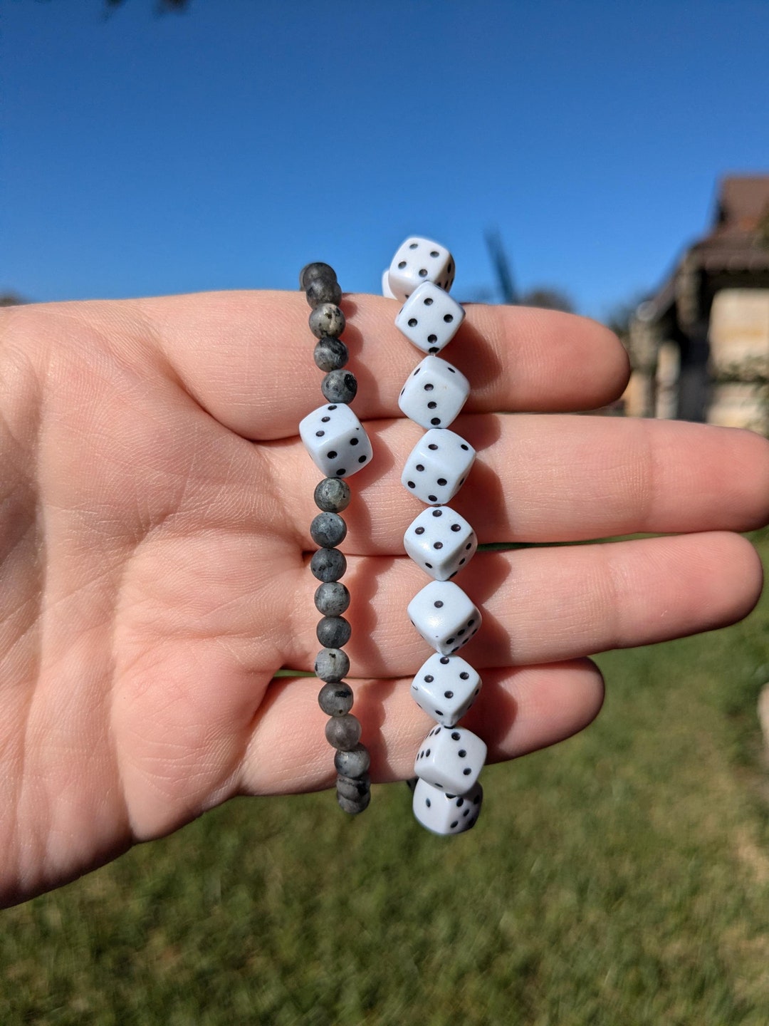 Dice Themed Bracelets With Stone Beads **all Dice One SOLD - Etsy