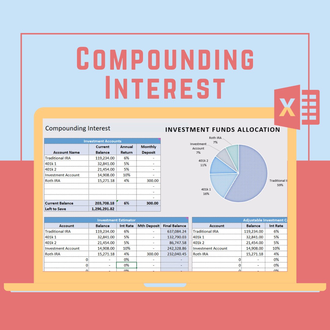 Compound Interest Calculator Spreadsheet Investment Interest Finance ...