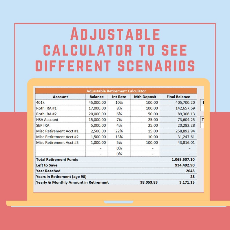 Excel Retirement Tracker Simple Retirement Planner Simple Retirement ...