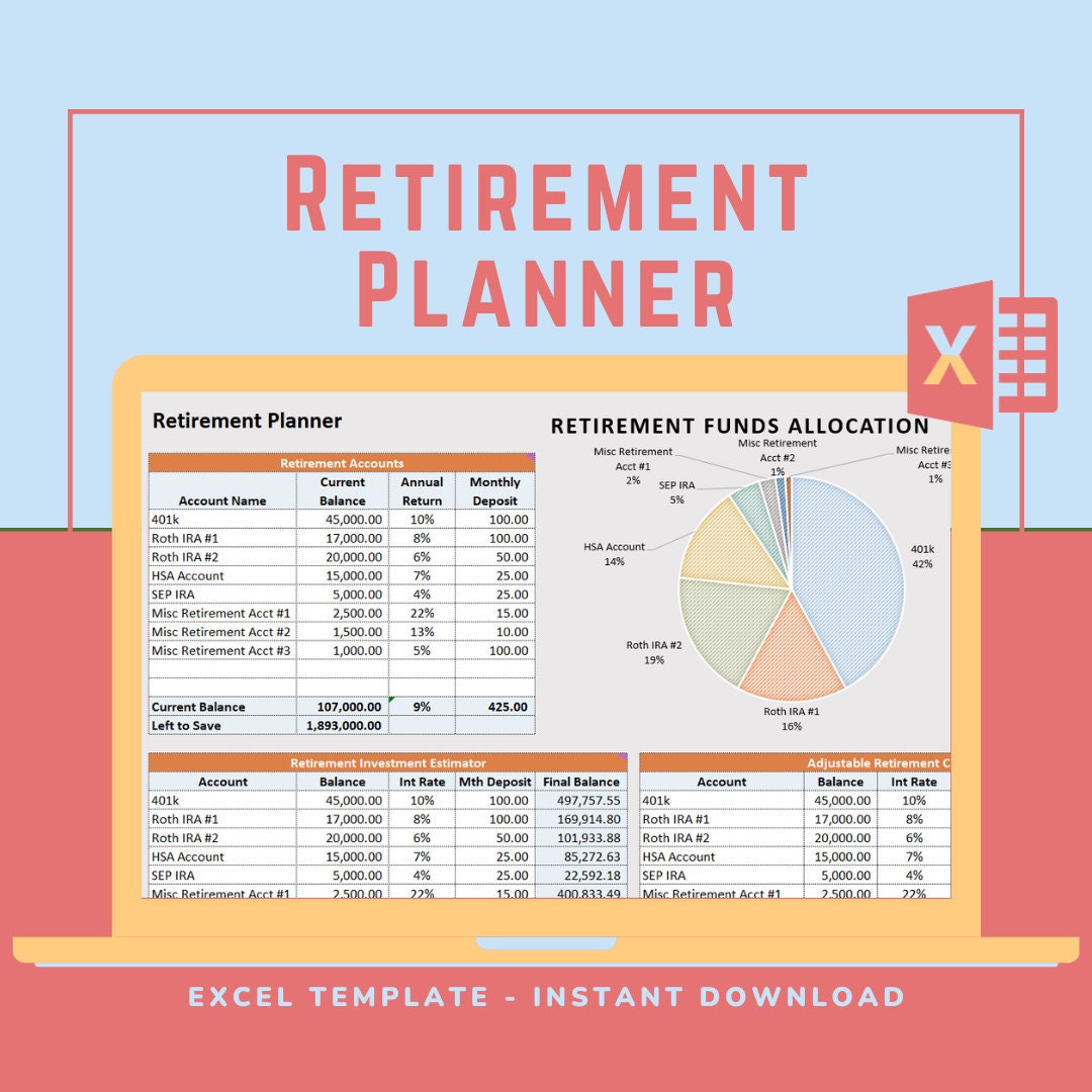 Excel Retirement Tracker Simple Retirement Planner Simple Retirement ...