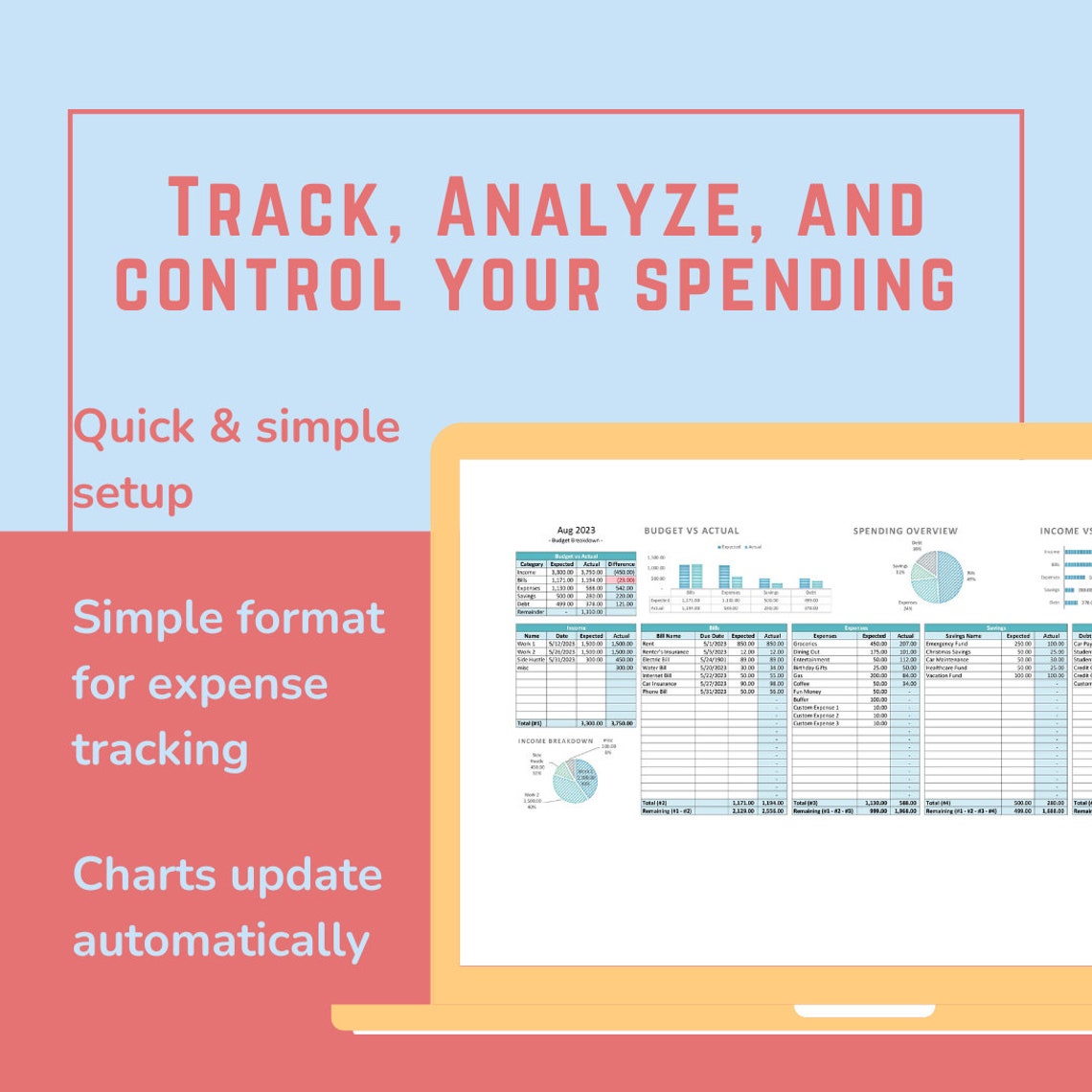 Beginner Monthly Budget Spreadsheet Simple Excel Budget Planner ...