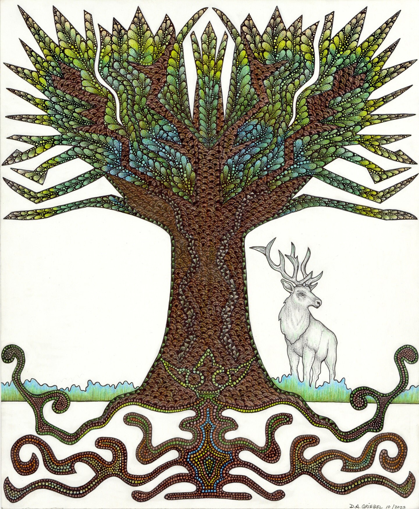 White Stag and the Tree of Life - Etsy