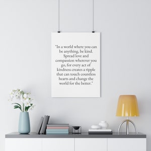 Kindness Motivational Poster Print Quote - Etsy