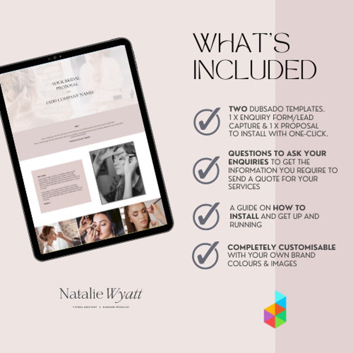 Feminine Dubsado Proposal Template for Bridal Hair Stylists Make up ...