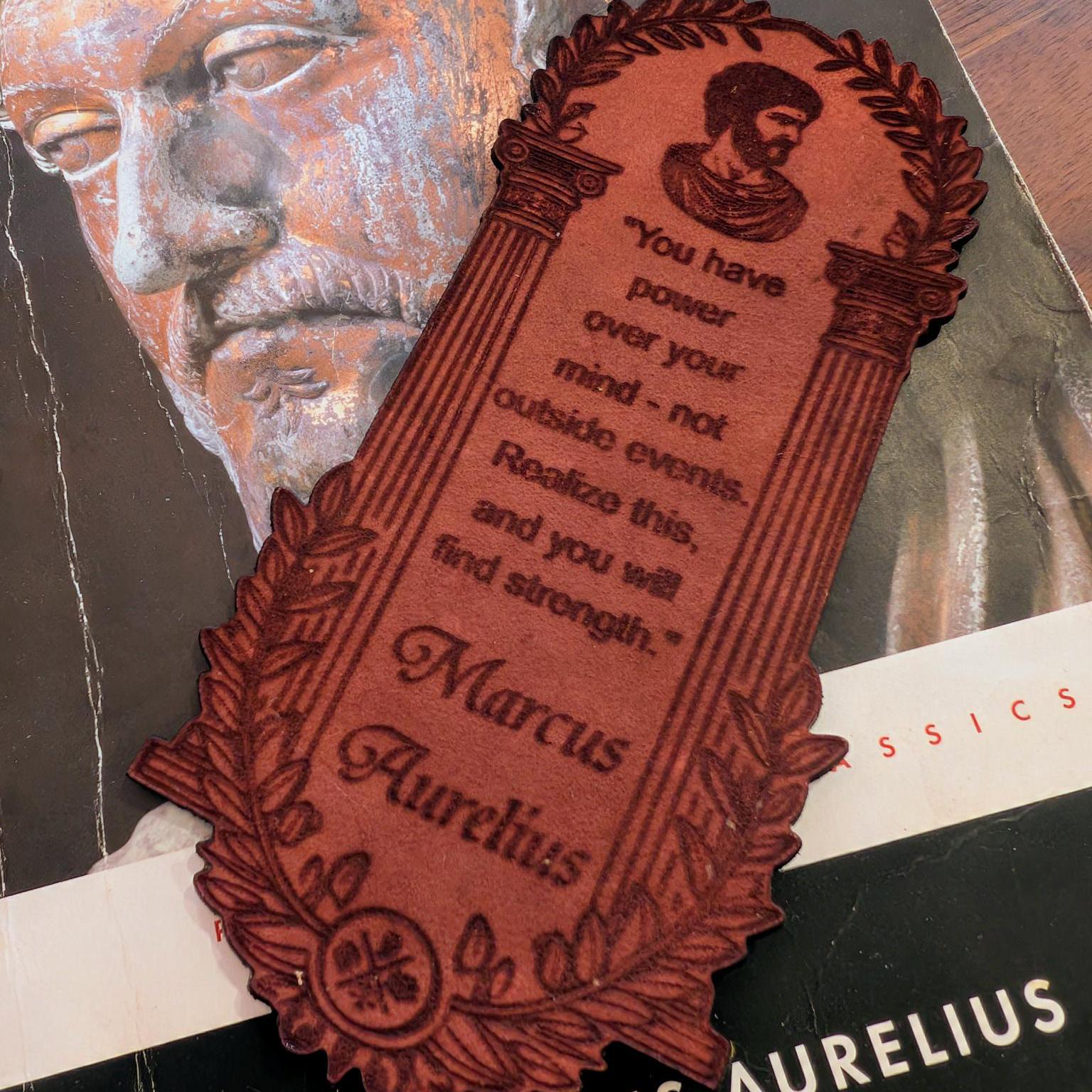 Marcus Aurelius Bookmark Engraved Bookmark Leather Bookmark for Him ...