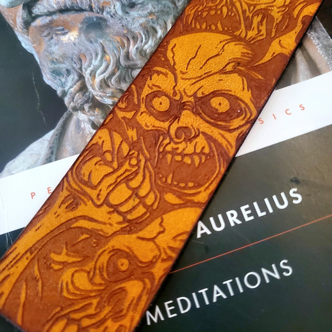 Leather Zombie Bookmark Handcrafted Gothic Skeleton Reader Pirate Biker ...
