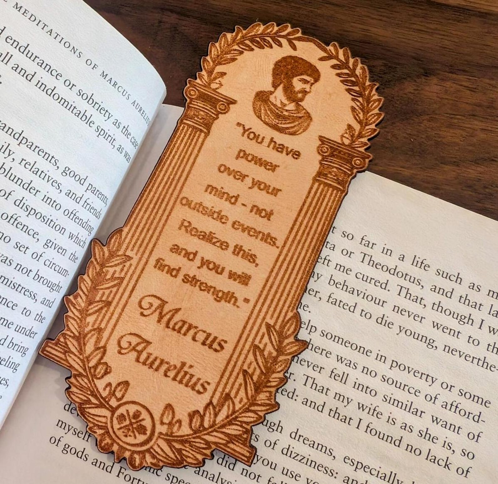 Marcus Aurelius Bookmark Engraved Bookmark Leather Bookmark for Him ...