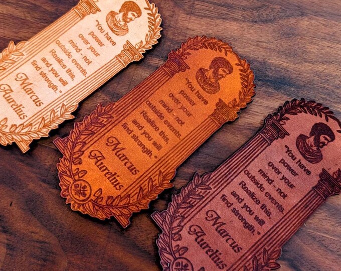 Marcus Aurelius Bookmark Engraved Bookmark Leather Bookmark for Him ...