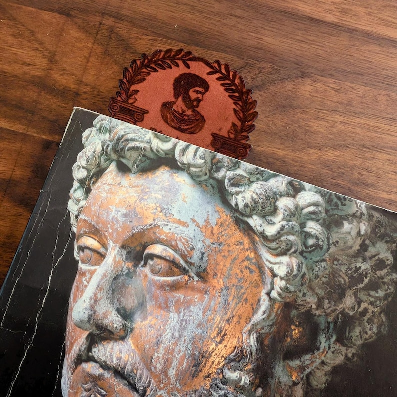 Marcus Aurelius Bookmark Engraved Bookmark Leather Bookmark for Him ...
