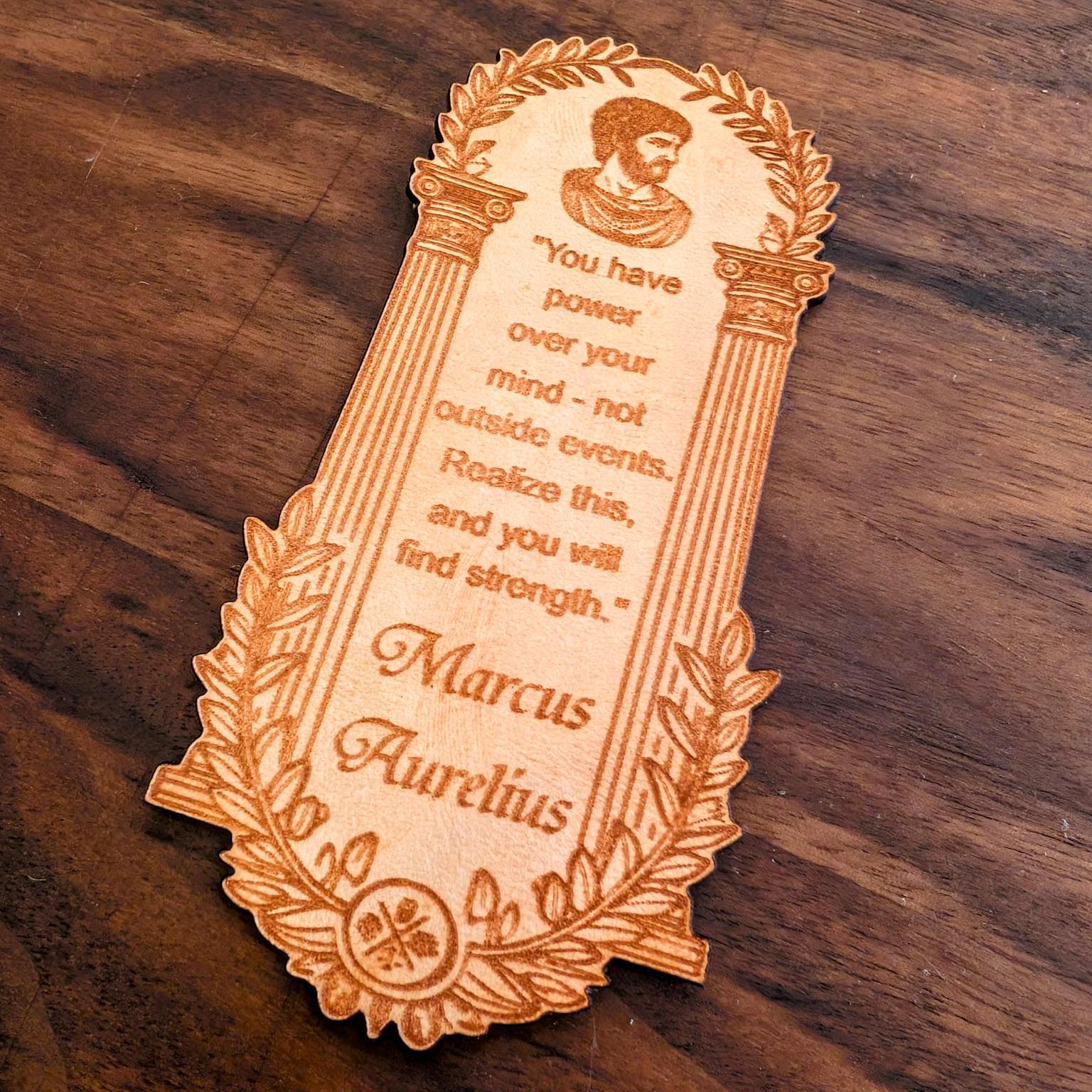 Marcus Aurelius Bookmark Engraved Bookmark Leather Bookmark for Him ...