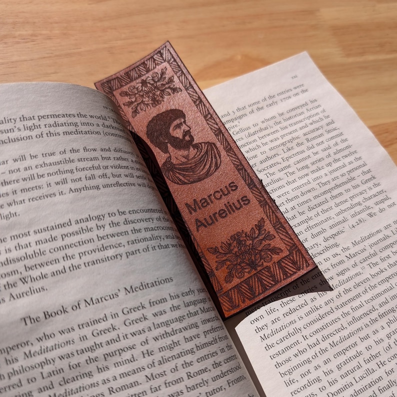 Stoic Leather Bookmark Marcus Aurelius Bookmark Gift for Book Lovers ...