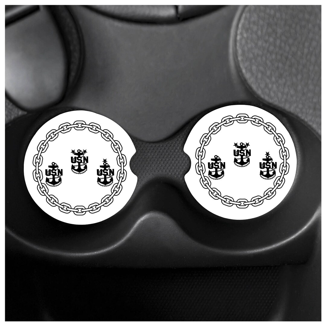 US Navy Car Coasters, 2-pack, Car Accessories, White and Black ...
