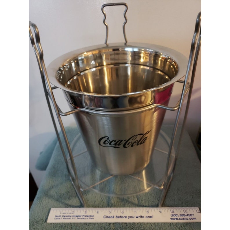 Vintage Coca-cola Coke Metal Stainless Steel Ice Bucket Cooler ...