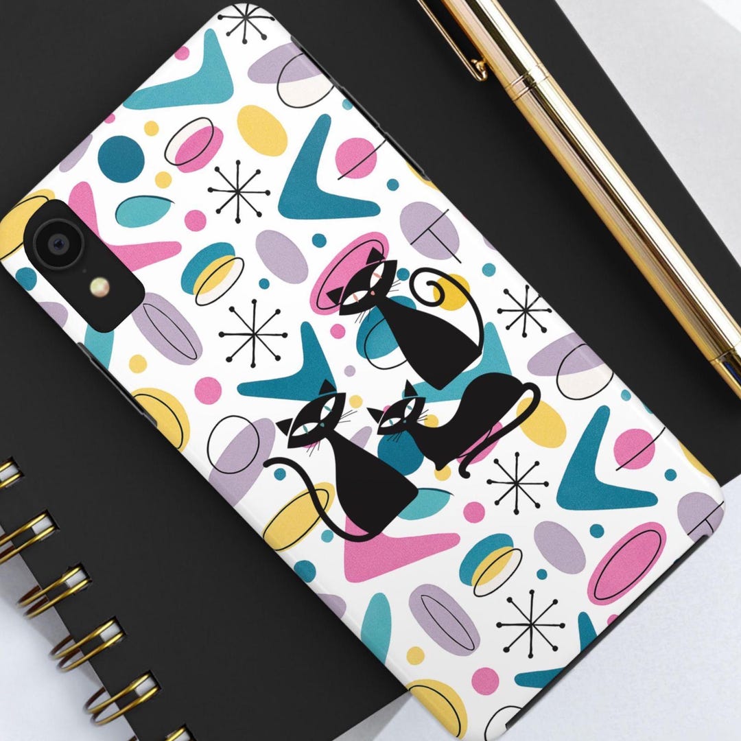 Iphone, Samsung, Midcentury Atomic Cats Phone Case: Lexan Plastic, Cat ...