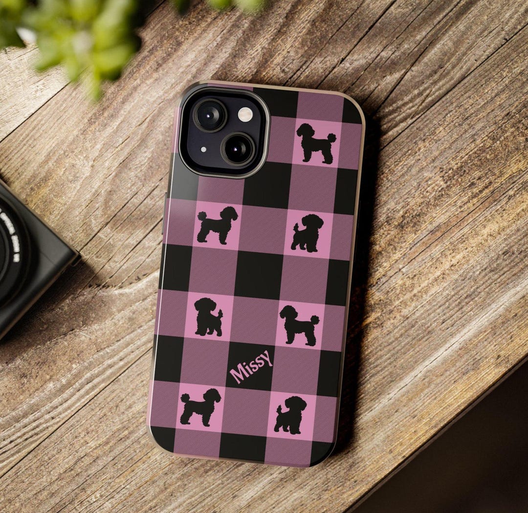 Custom Poodle Tough Phone Cases, Pink Pet Lover Accessory, Dog-themed ...
