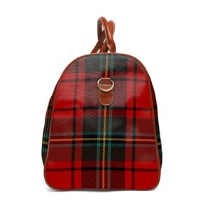 Waterproof Plaid Weekender Bag, Tartan Travel Duffel, PU Leather Trim ...
