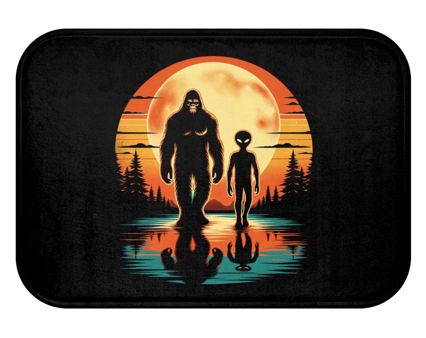 Bigfoot and Alien Bath Mat: Sci-fi Area 51 Decor - Etsy