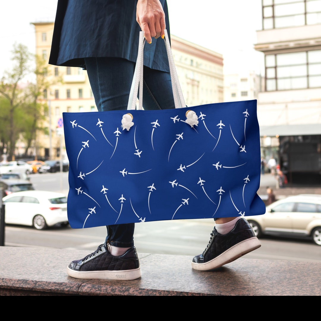Blue Weekender Bag With Jet Trails, Flight Attendant, Pilot, Flight ...