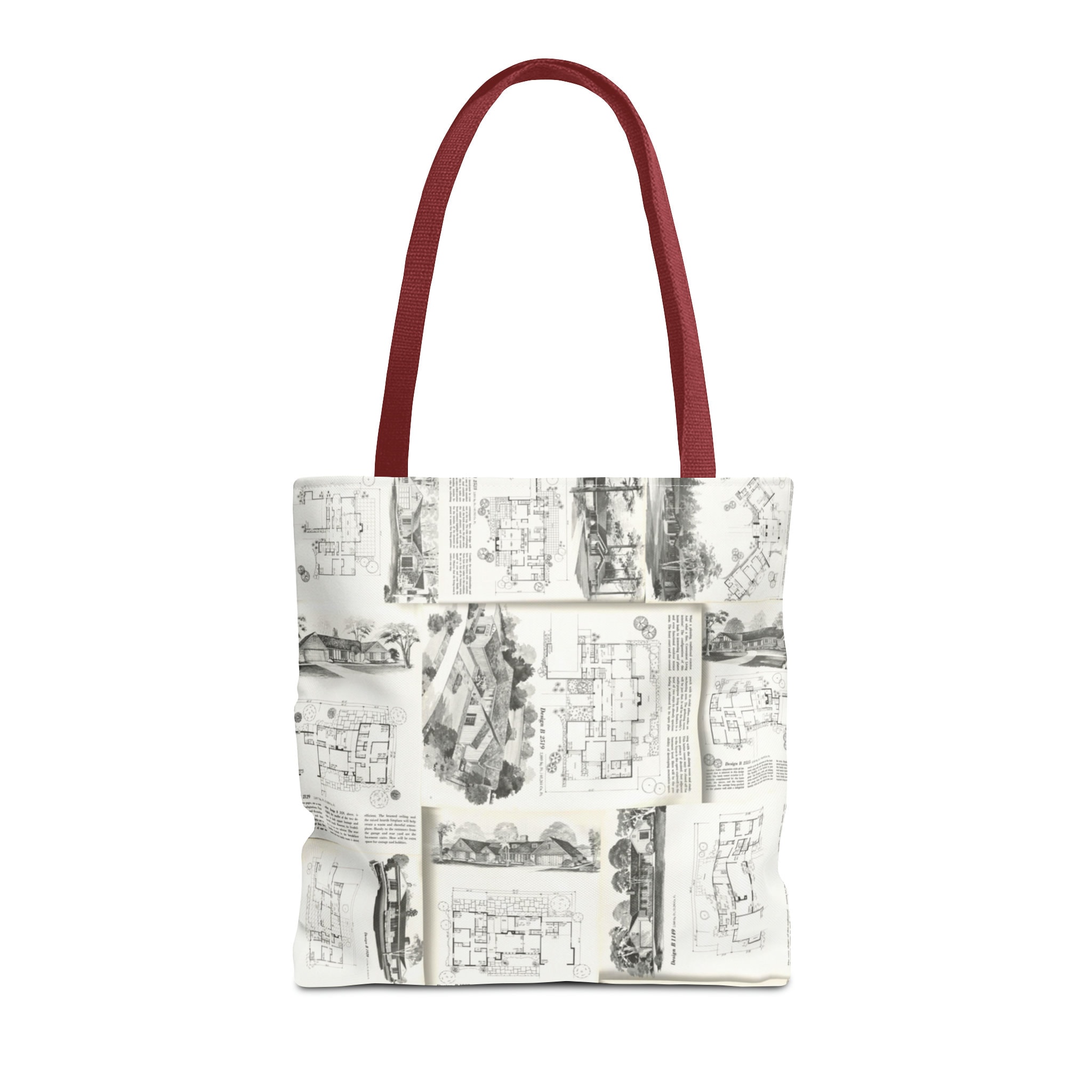 Vintage Architectural Floor Plans Tote Bag AOP, Retro, Midcentury - Etsy