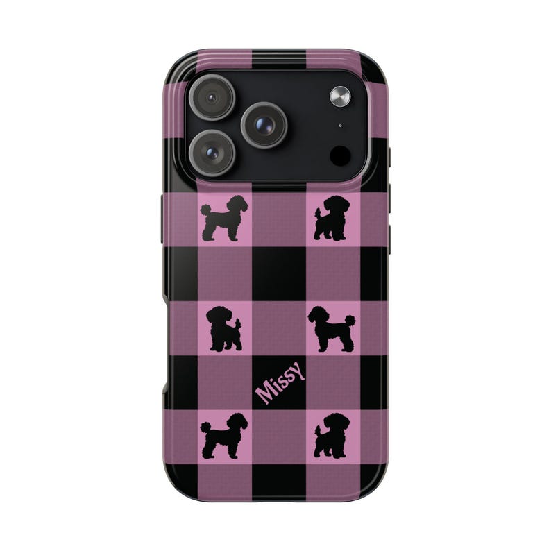 Custom Poodle Tough Phone Cases, Pink Pet Lover Accessory, Dog-themed ...