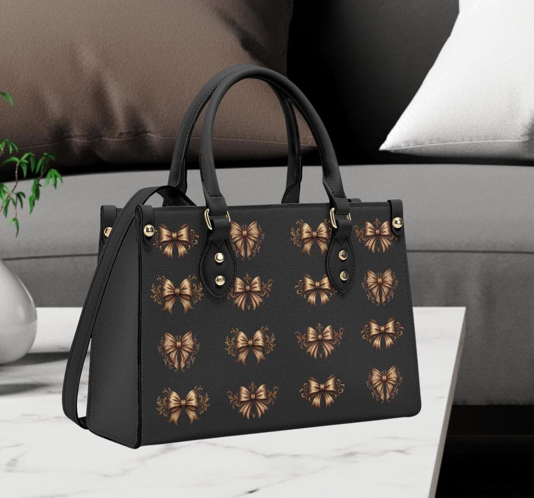 Rococo Coquette Bow Tote Bag: Charcoal Black Purse - Etsy