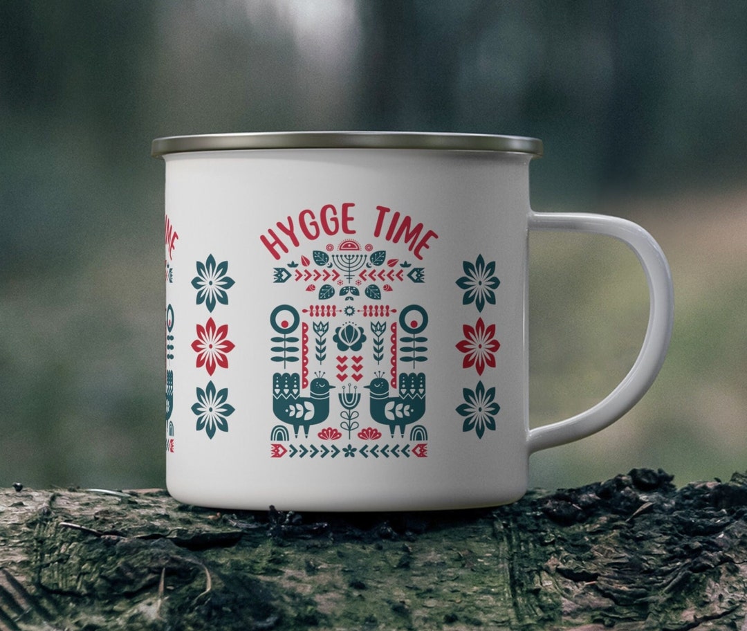 Hygge Time Enamel Camping Mug, Cozy, Friendship, Comradery, Denmark ...