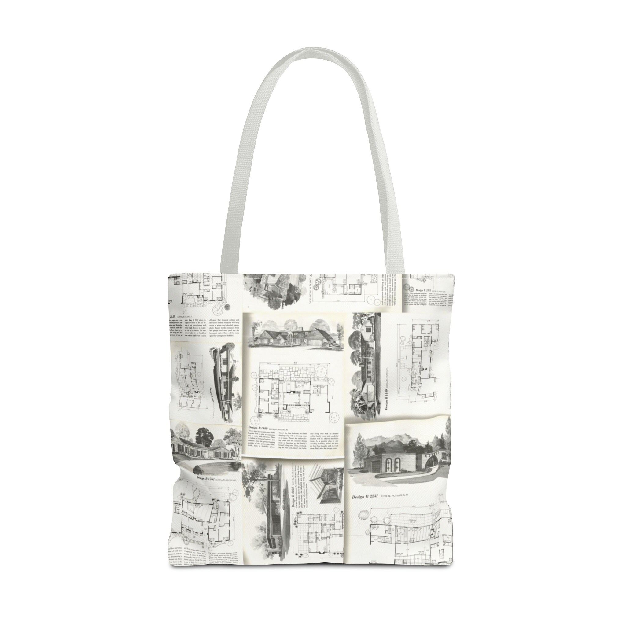 Vintage Architectural Floor Plans Tote Bag AOP, Retro, Midcentury - Etsy